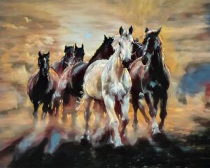 tumovo paint by number for adult, horses painting by number kits on canvas, diy arabian horses oil painting acrylic paints, flameless paint by numbers for adults and kids beginner 16x20 inch