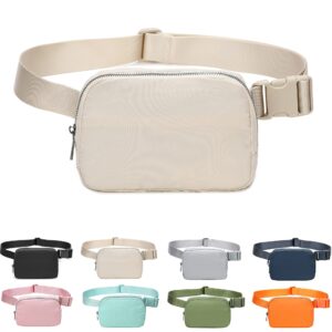 fanny belt bag waist pack crossbody bags bum bag for running hiking travel workout adjustable strap for women -beige