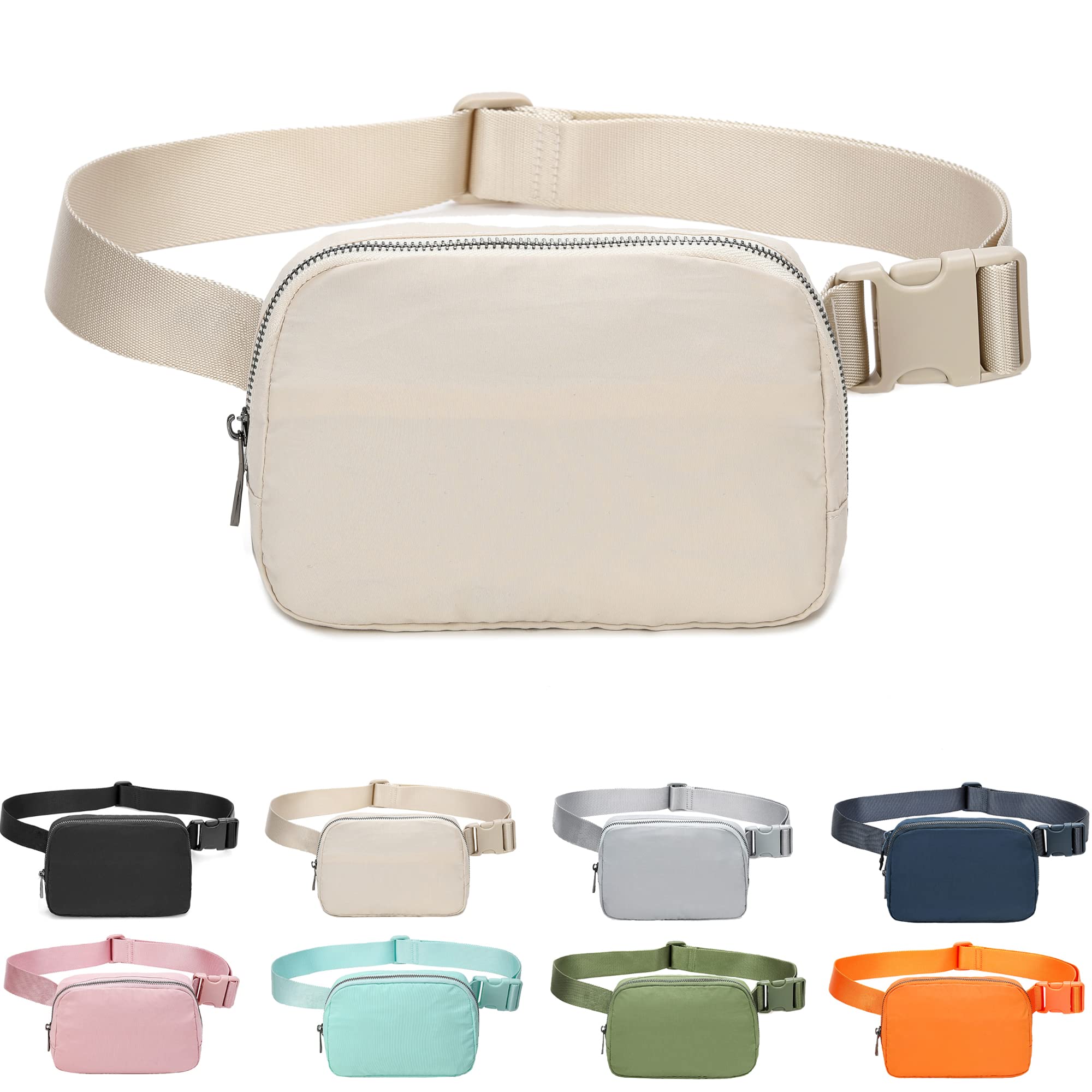 Fanny Belt Bag Waist Pack Crossbody Bags Bum Bag for Running Hiking Travel Workout Adjustable Strap for Women -beige