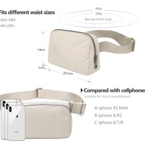 Fanny Belt Bag Waist Pack Crossbody Bags Bum Bag for Running Hiking Travel Workout Adjustable Strap for Women -beige