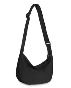 small sling crossbody bag for women men trendy, mini crescent bag with adjustable strap, 2 zippers lightweight nylon bag