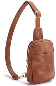 telena small sling bag for women leather crossbody fanny packs chest bag for women mocha brown