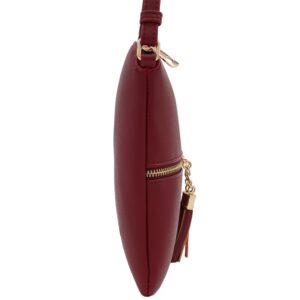 DELUXITY Lightweight Medium Crossbody Bag with Tassel (Wine)