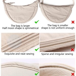 Nylon Crescent Crossbody Bag for Women Men Fanny Pack Crossbody Bag Dumpling Lightweight Travel Sling Bag (02-beige)