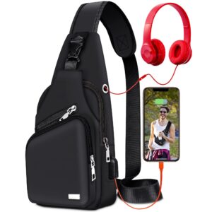 codoule sling shoulder bag crossbody backpack for men women hiking daypack multipurpose cross body chest bag with usb charger hole & headphone hole for outdoor walking travel