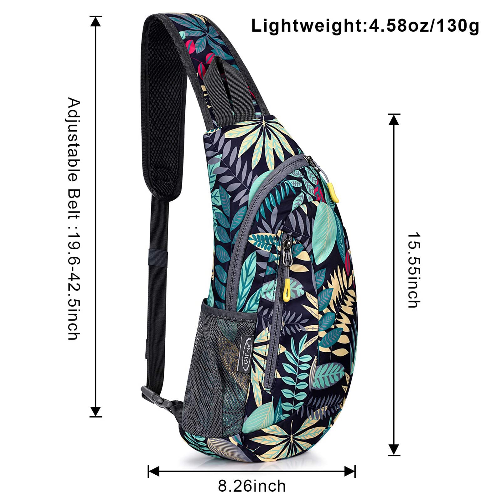 G4Free Sling Bags Men and Women Shoulder Backpack Small Cross Body Chest Sling Backpack (Blue Leaf)