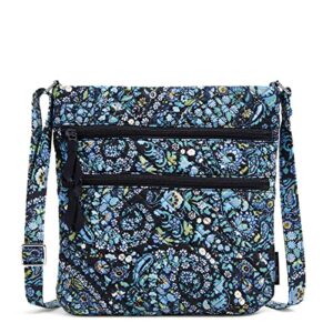 vera bradley women's cotton triple zip hipster crossbody purse, dreamer paisley - recycled cotton, one size