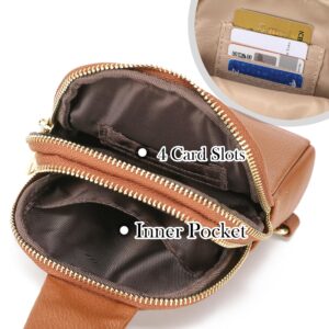 INICAT Small Crossbody Sling Bags for Women Vegan Leather Cell Phone Purse Fanny Packs for Women Men(Dark Brown)