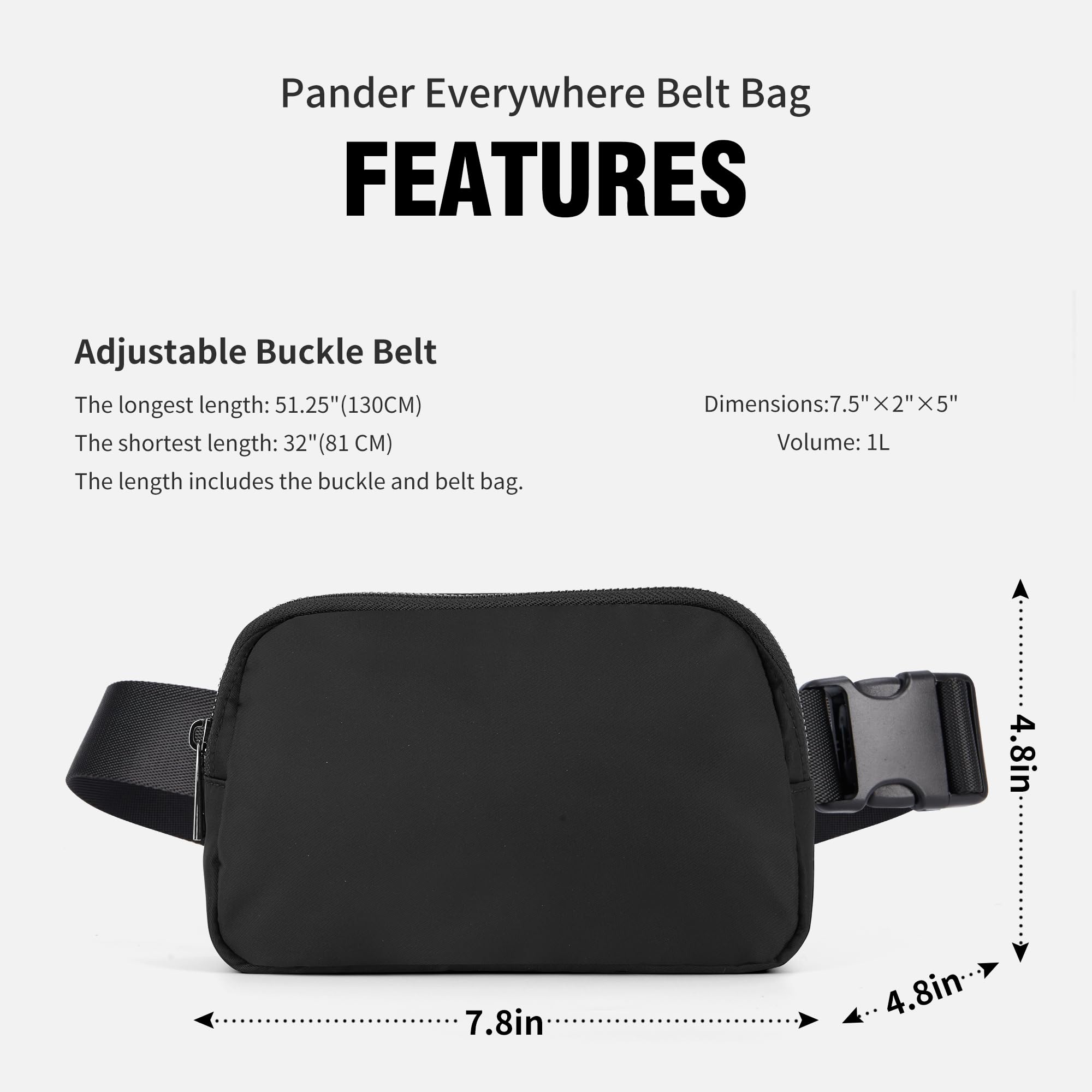 ZPN Mini Fanny Pack Black Belt Bag for Women and Men, Fashionable Waterproof Waist Pack with Adjustable Strap for Traveling, Hiking, Jogging, Cycling