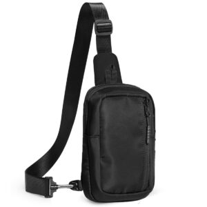 small sling bag lightweight fanny pack mini crossbody backpack casual personal pocket bag waterproof phone chest bag (black)