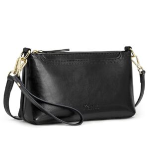 kattee leather crossbody bags for women trendy, small shoulder purses and handbags, wristlet clutch wallet with 2 straps