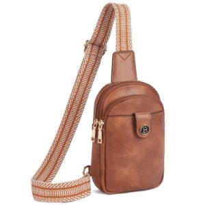 bostanten small sling bag crossbody bags for women crossbody trendy purse leather chest bag, brown