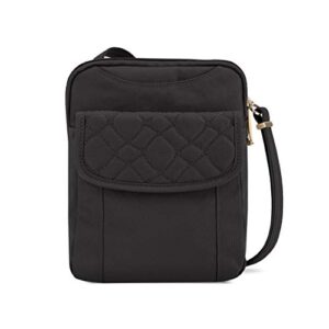 travelon anti-theft signature quilted slim pouch bag, black