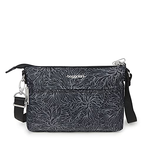 Baggallini womens Securtex® Anti-theft Memento Crossbody Bag Cross Body, Midnight Blossom, One Size US