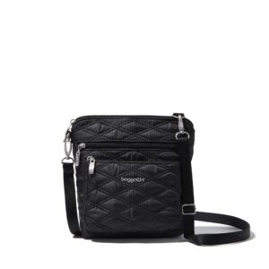 baggallini women's modern pocket crossbody, black quilt