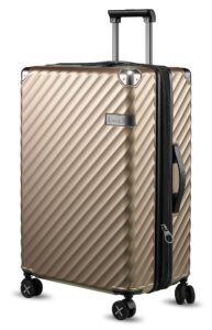 luggex 28 inch luggage with spinner wheels - 90l polycarbonate hardside expandable large suitcase checked (champagne, 28 inch)