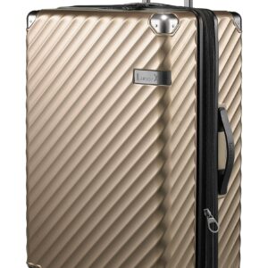 LUGGEX 28 Inch Luggage with Spinner Wheels - 90L Polycarbonate Hardside Expandable Large Suitcase Checked (Champagne, 28 Inch)