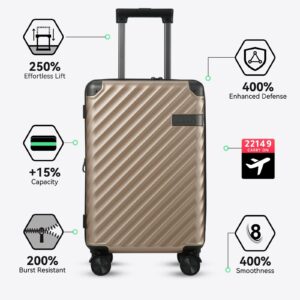 LUGGEX 28 Inch Luggage with Spinner Wheels - 90L Polycarbonate Hardside Expandable Large Suitcase Checked (Champagne, 28 Inch)