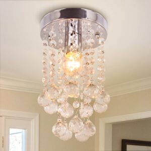 dixun modern mini chandelier crystal chandelier lighting flush mount ceiling light fixture chandelier light for hallway passway bedroom living room bathroom(silver)