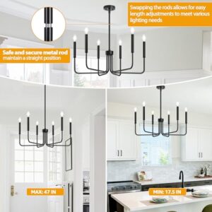 Black Chandelier, 6-Light Farmhouse Chandelier for Dining Room Lighting Fixtures Hanging, Dining Light Fixtures Industrial Modern Chandelier for Bedroom, Foyer, Hall, Kitchen, Living Room and Entryway