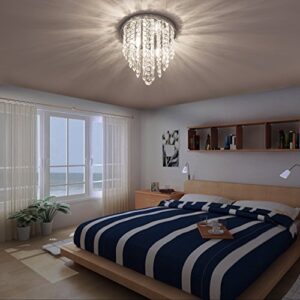 lifeholder Mini Chandelier, Crystal Chandelier Lighting, 2 Lights, Flush Mount Ceiling Light, H10.4'' x W8.66'' Modern Chandelier Lighting Fixture for Bedroom, Hallway, Bar, Kitchen, Bathroom