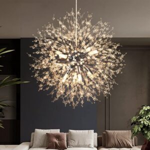 verron modern crystal chandeliers firework, semi flush mount ceiling light fixture, 8-light chrome dandelion chandelier, pendant light for hallway, g9 socket