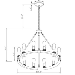 MEIXISUE Modern Farmhouse Wagon Wheel Chandeliers for Dining Room,Aged Brass Luxury Large High Ceiling Chandelier for Living room Kitchen Entryway Restaurant Office,W35.4 UL Listed