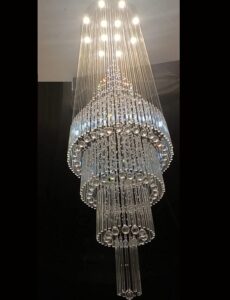 flashing god d32''x h120'' high ceiling chandelier crystal raindrop chandeliers staircase large chandelier villa entrance foyer ceiling light high ceiling pendant light fixture,12 bulbs include