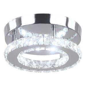 hopggie modern crystal chandelier led flush mount pendant lighting mini ceiling light fixture for bathroom bedroom hallway staircase bar kitchen (cold white)