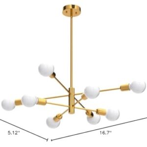 Deyidn Sputnik Chandelier Modern Gold Chandelier Mid Century Ceiling Lighting Fixtures 8 Lights E26 for Living Room, Kitchen Island, Bedroom, Dining Room, and Farmhouse