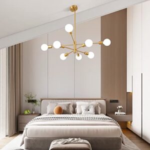 Deyidn Sputnik Chandelier Modern Gold Chandelier Mid Century Ceiling Lighting Fixtures 8 Lights E26 for Living Room, Kitchen Island, Bedroom, Dining Room, and Farmhouse