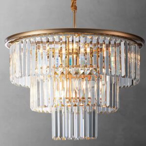 brfaixla 12 lights gold modern crystal chandelier 23.64" crystal pendant chandeliers light fixture 3-tier crystal hanging lighting for living dinning room bedroom foyer