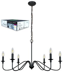 black chandelier rc ceiling light fixture -6 light 36 inches-modern farmhouse apply to chandeliers for dining room lighting,living room,bedroom,foyer