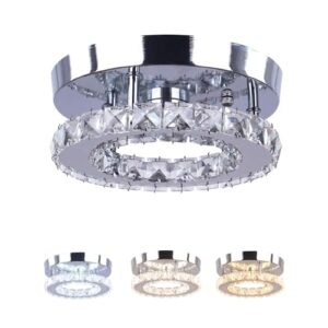 diisunbihuo modern mini led crystal chandelier semi flush mount crystal pendant ceiling light for bedrooms dinning rooms hallway (multicolor)