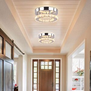 diisunbihuo Modern Mini Led Crystal Chandelier Semi Flush Mount Crystal Pendant Ceiling Light for Bedrooms Dinning Rooms Hallway (Multicolor)