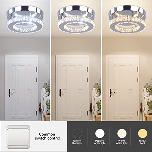 diisunbihuo Modern Mini Led Crystal Chandelier Semi Flush Mount Crystal Pendant Ceiling Light for Bedrooms Dinning Rooms Hallway (Multicolor)