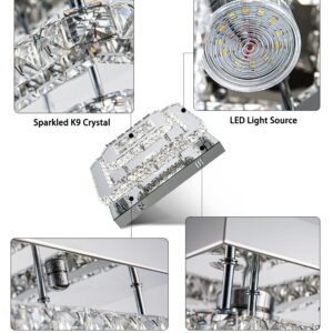 LED Crystal Chandelier Kitchen Ceiling Lights Crystal Flush Mount Ceiling Light Bedroom Chandelier Small Crystal Ceiling Light Fixture Modern Chandelier for Hallway Bathroom Chandelier Light,6000K