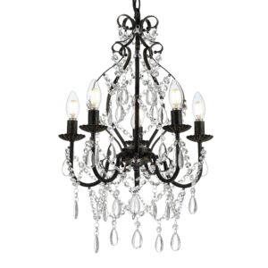 riomasee mini crystal chandelier 5 lights bronze chandelier with k9 crystal raindrop iron ceiling light fixtures for bedroom,dining,living room