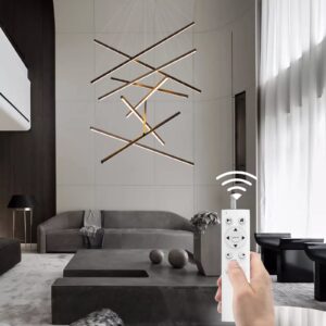 jaymp modern led chandeliers dimmable pendant light fixture for high ceiling living room dining room staircase restaurant sputnik floating sculptural art hanging lamp