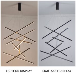 JAYMP Modern LED Chandeliers Dimmable Pendant Light Fixture for High Ceiling Living Room Dining Room Staircase Restaurant Sputnik Floating Sculptural Art Hanging Lamp