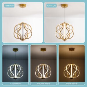 CHYING Modern LED Chandelier Remote Control 10-Light Gold Chandelier Dimmable Pendant Light for Dining Room Kitchen Foyer Entryway 3000K-6000K