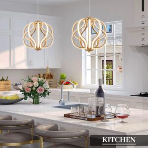 CHYING Modern LED Chandelier Remote Control 10-Light Gold Chandelier Dimmable Pendant Light for Dining Room Kitchen Foyer Entryway 3000K-6000K