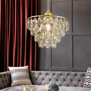 modern crystal chandelier light fixtures, mini crystal chandelier ceiling light small, raindrop pendant lighting, gold ceiling lamp hanging lights for bedroom bathroom closet hallway kitchen island