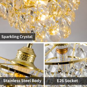 Modern Crystal Chandelier Light Fixtures, Mini Crystal Chandelier Ceiling Light Small, Raindrop Pendant Lighting, Gold Ceiling Lamp Hanging Lights for Bedroom Bathroom Closet Hallway Kitchen Island