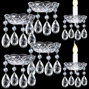 bonuci 6 pcs chandelier bobeche 4 side holes 4 inch chandelier clear bobeche lamp elegant chandelier parts cups for hanging chandelier wedding birthday party decor(crystal, stylish style)