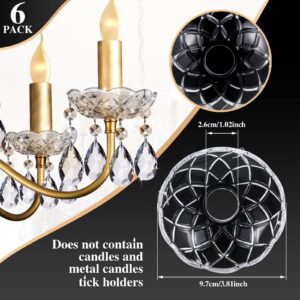 Bonuci 6 Pcs Chandelier Bobeche 4 Side Holes 4 Inch Chandelier Clear Bobeche Lamp Elegant Chandelier Parts Cups for Hanging Chandelier Wedding Birthday Party Decor(Crystal, Stylish Style)