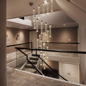 20-Lights Chandelier LED Dimmable Chandeliers for Entryway Flush Mount Ceiling Pendant Light Fixture Crystal Chandeliers for Living Room Black Finished Lighting Modern 156in High Ceiling Chandelier