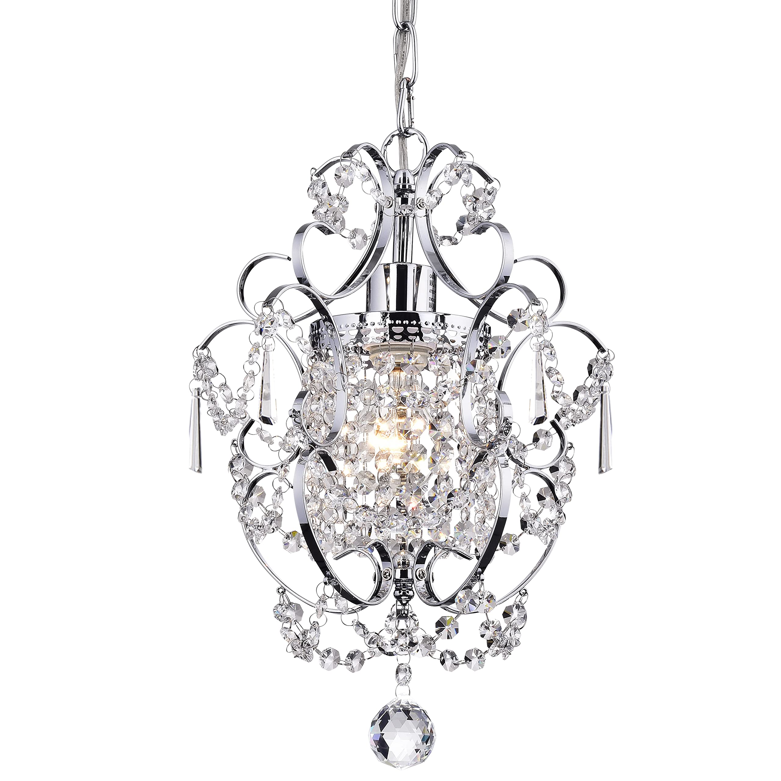 PAPAYA Crystal Mini Chandelier Lighting 1 Light Chrome Chandeliers Iron Ceiling Light Fixture…