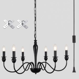 etonimerr plug in chandelier lighting with cord black farmhouse chandelier for dining room light fixture plug in pendant light for kitchen island outdoor chandelier for gazebo porch