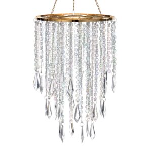 cioceen acrylic chandelier ceiling light shade beaded hanging pendant lampshade with gold frame for bedroom for wedding party h12.9 x w8.7 3 tiers